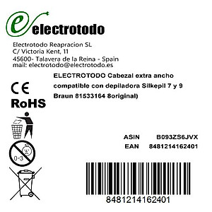 ELECTROTHOD Replacement Extra Wide Head Epilator Unisex Silkepil 7 and 9 Braun 81533164