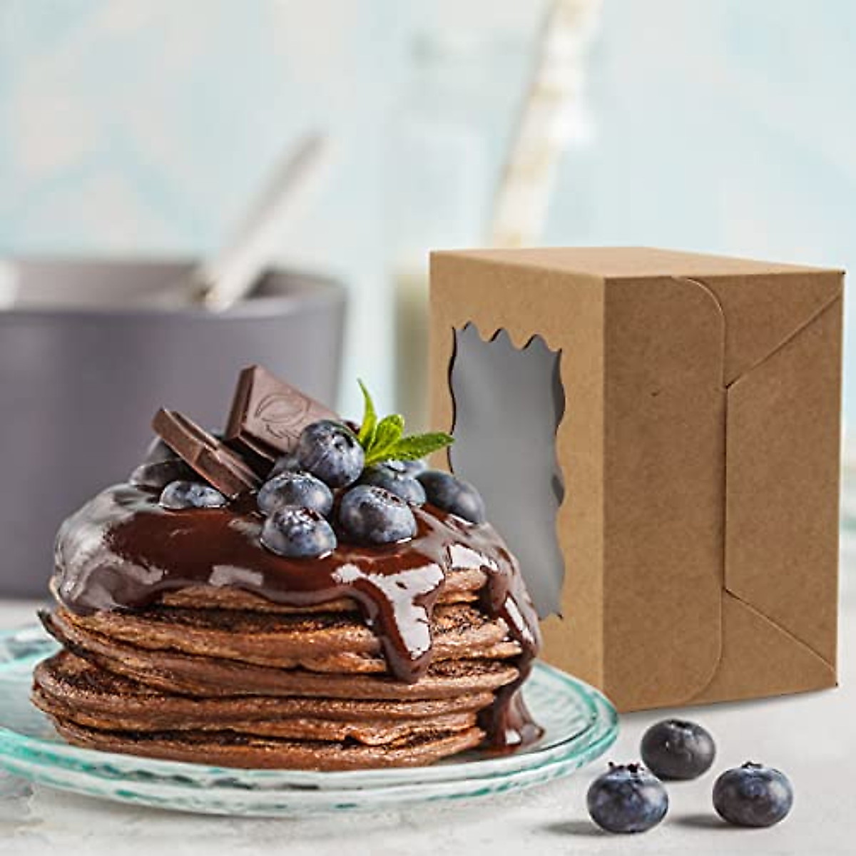 OAMCEG 100 PCS Bakery Boxes with Window and Stickers 4x4x3 Inch Individual Cupcake Boxes Pastry Boxes Cookie Boxes Small Cake Boxes Carrier Holders Containers for Packaging, Mini Dessert Boxes