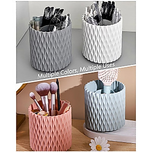 Lebenrich Rotating Pen Pencil Holder for Desk, 5 Slots Unique Pink Desk Pen Organizer Easthetic Desktop Supplies and Accessories for Women Girls, Pen Cup Pencil Caddy for Office Home Art Supply
