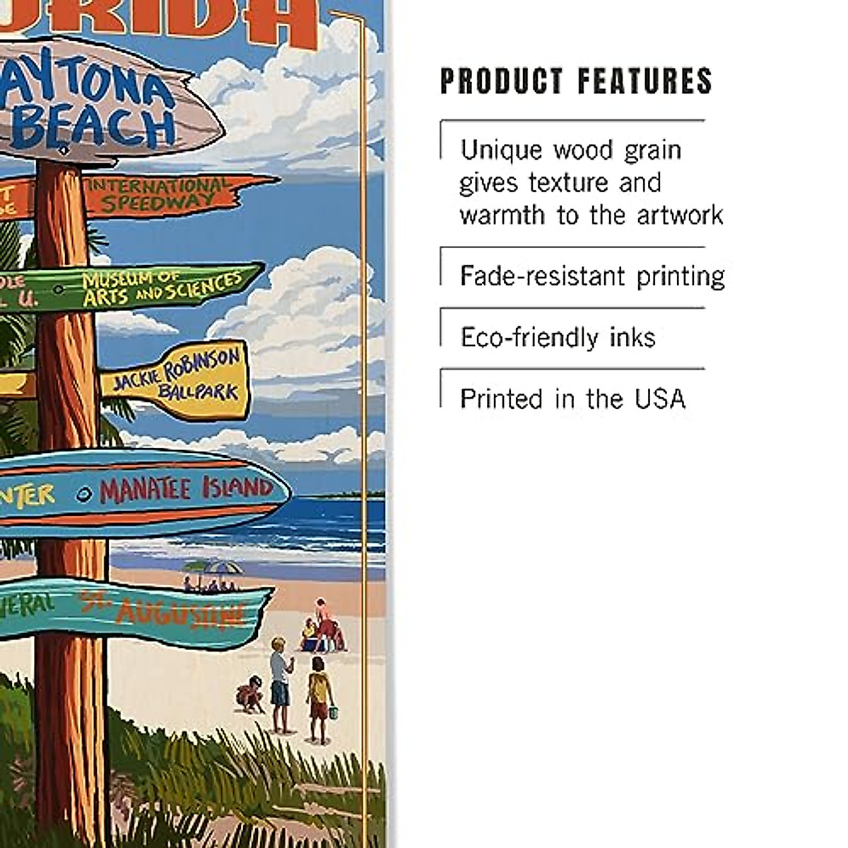 Lantern Press 6x9 Inch Wood Sign, Ready to Hang Wall Decor, Daytona Beach, Florida, Destinations Sign