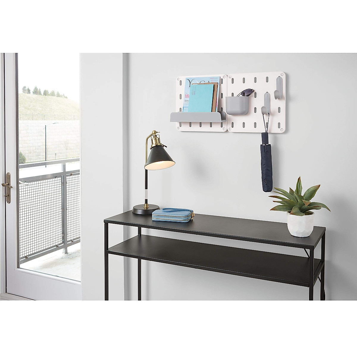 iDesign Cade BPA-Free Plastic Modular Hanging Pegboard Organizer Storage Bin, 5.04" x 3.04" x 4", Gray