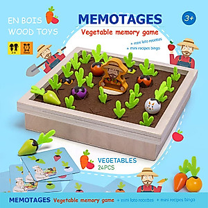 Skrtuan Montessori Toys for Toddlers 3 4 5 Years Old Boys Girls Baby, Wooden Toy Carrot Harvest Game, Educational Toys Shape Sorting Matching Puzzle, Memory Game Fine Motor Skill Gifts for Kids 3-5