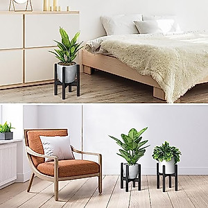 Forlogic Metal Plant Stand, Mid Century Modern Plant Stand Indoor, Plant holders indoor stand Fits Up to 10" Planter, Tall Plant Stand Bear 600 lbs, Plant Holder for Indoor and Outdoor with 1 Pot