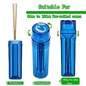 Cone Loader Filler with Transparent Herb Storage Grind & Pack 1 1/4" 3-6 pcs (Red)