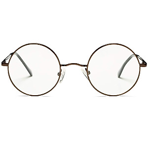 Pro Acme Non Prescription Clear Lens Glasses Retro Small Round Metal Frame (Bronze)