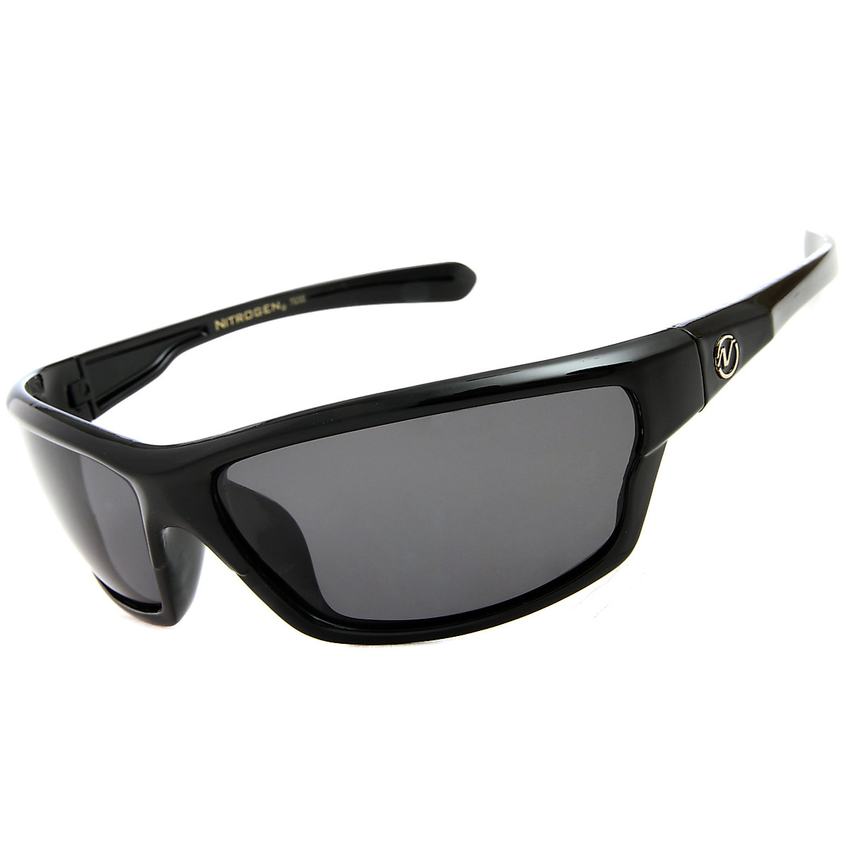 Nitrogen Men's Rectangular Sports Wrap 65mm Black Polarized Sunglasses