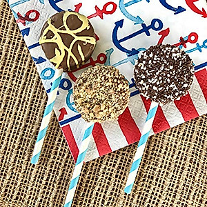 Outside the Box Papers Light Blue and Silver Stripe and Chevron Paper Straws 7.75 Inches 100 Pack Light Blue, Silver, White