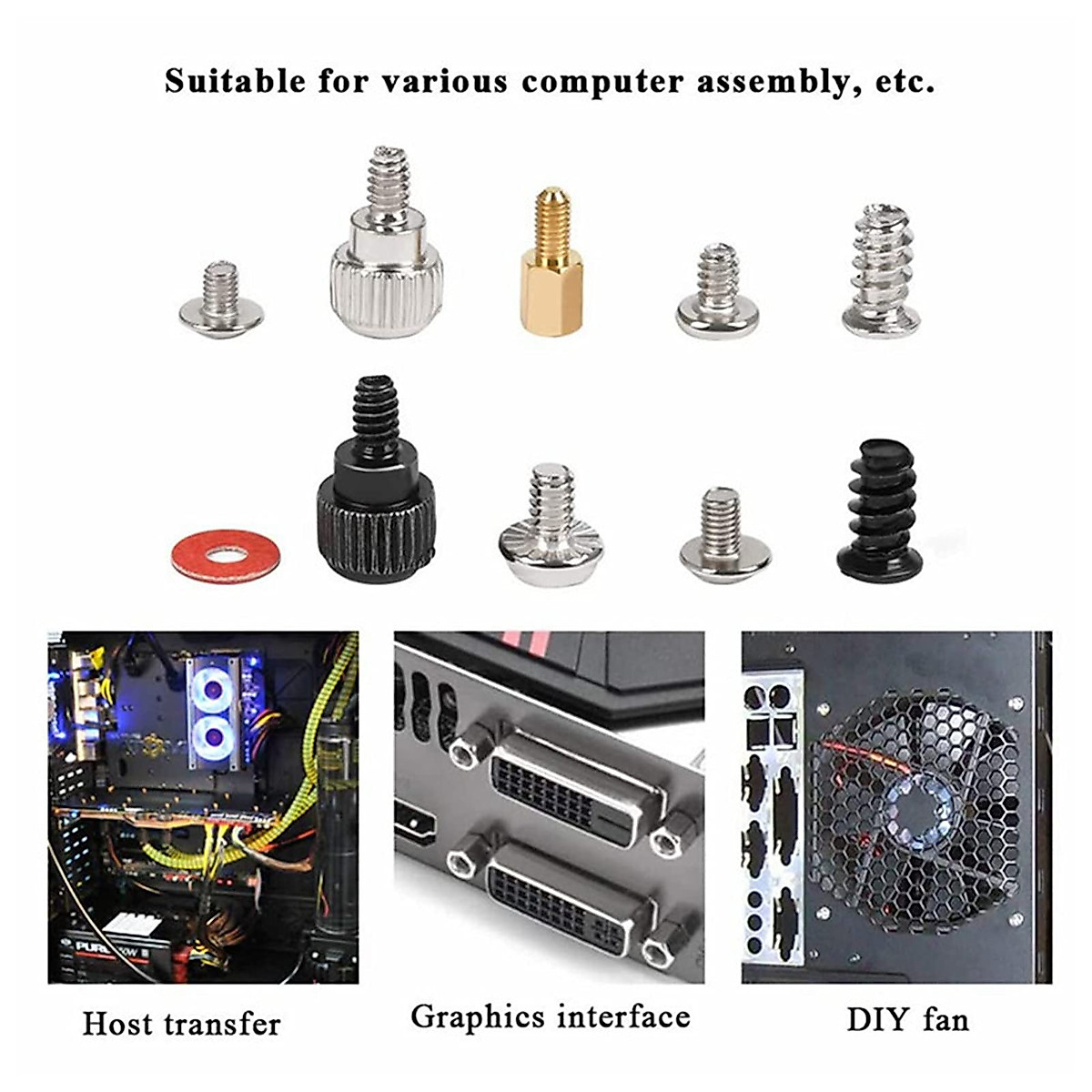qiguch66 228Pcs Screw Set High Strength Sturdy Carbon Steel Computer Screw Standoffs Kit for Hard Drive