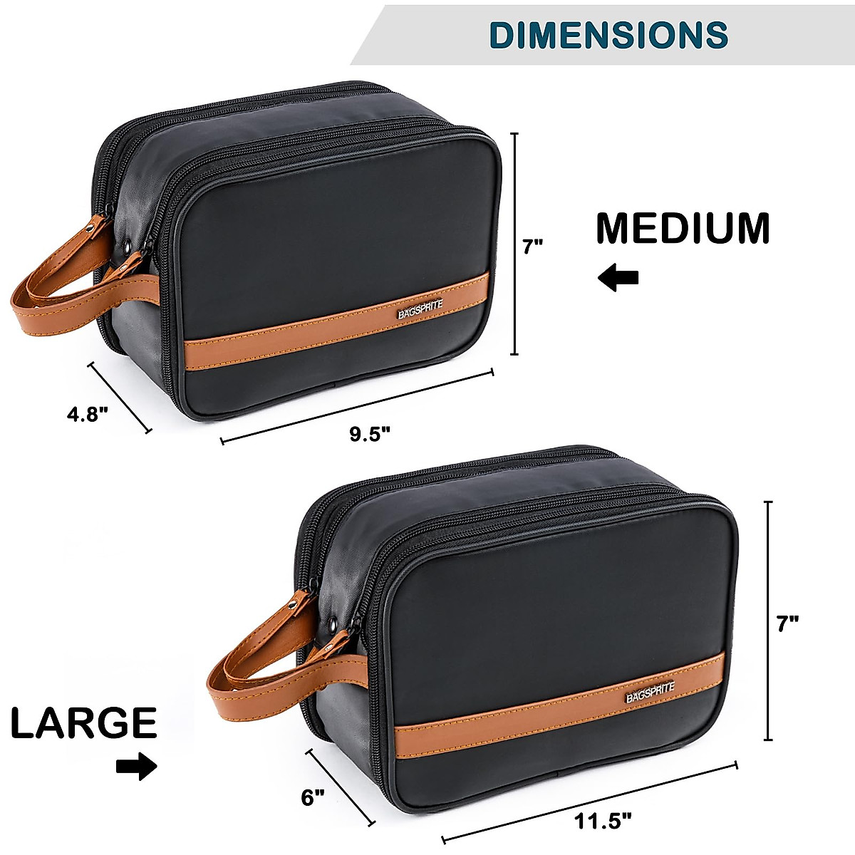 BAGSPRITE Large Toiletry Bag for Men, Women Travel Bag with Hanging Hook, Water-resistant Makeup Cosmetic Bag Shaving Kit Organizer, Bathroom Bag for Traveling