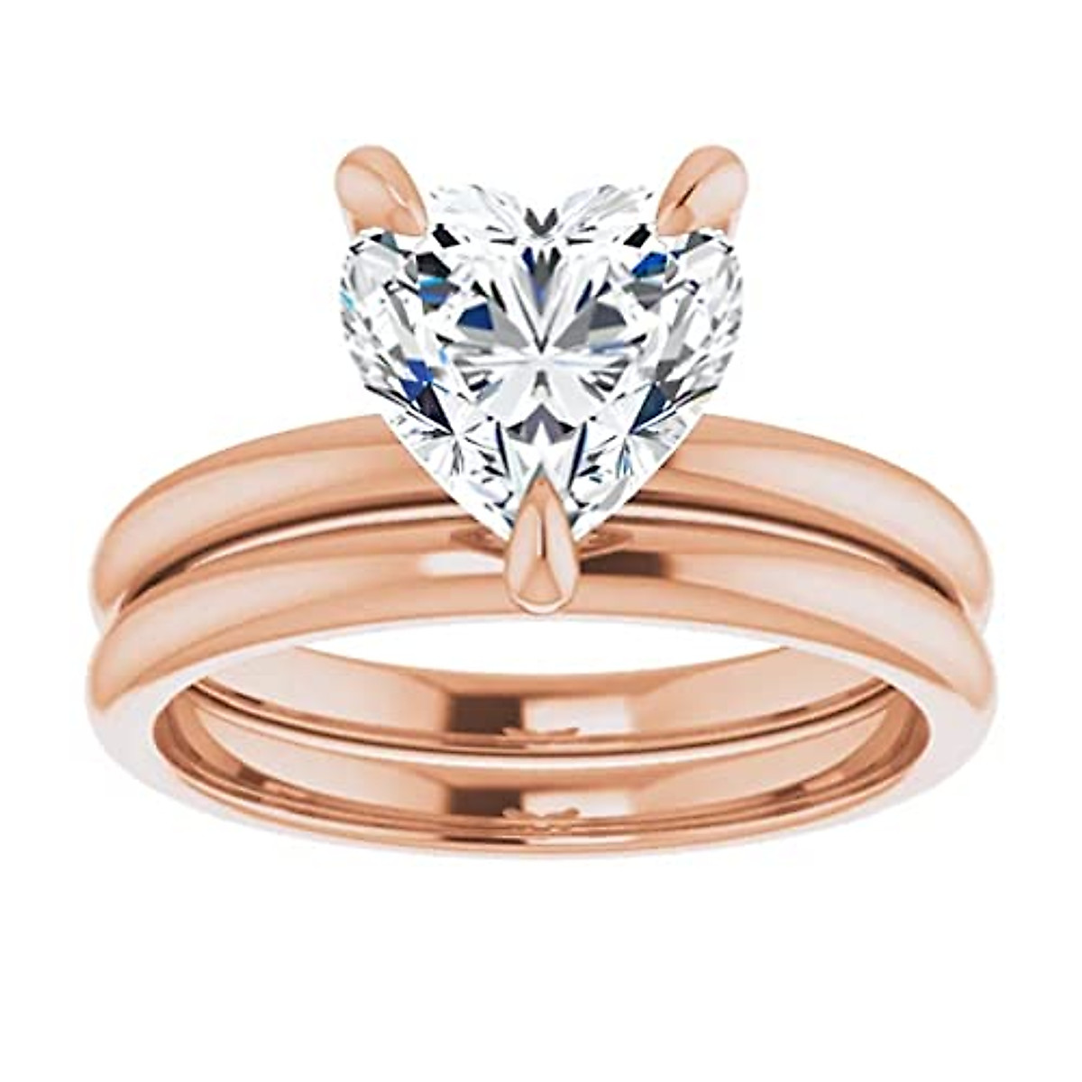 Solid Gold Engagement Ring Set for Women, Handmade 2.5 Carats Heart Cut Moissanite Solitaire Ring Set Diamond Wedding Bridal Ring Anniversary Propose Gifts Her, 10K/14K/18K, 925 Silver