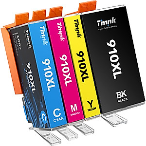 【4-Pack Larger Capacity】 910XL Compatible Ink Cartridges Replacement for HP 910 XL Ink Cartridges Combo Pack, Work for OfficeJet Pro 8025 8035 8020 8028 Printer (BCMY-4 Pack)