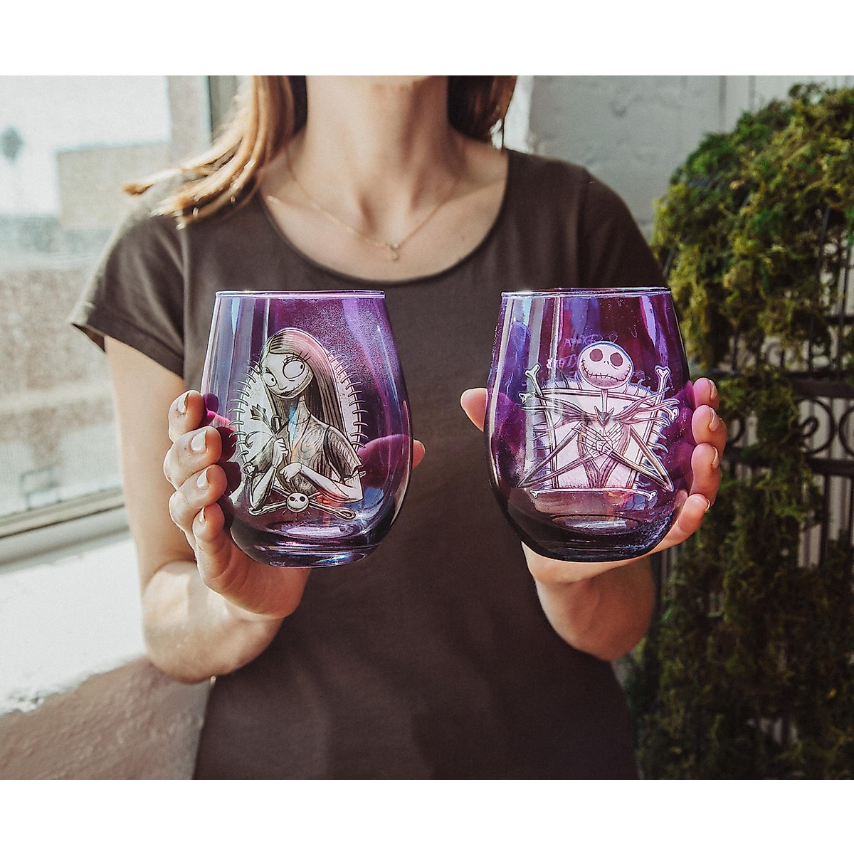 Disney Nightmare Before Christmas Jack Skellington Purple Stemless Wine Glass