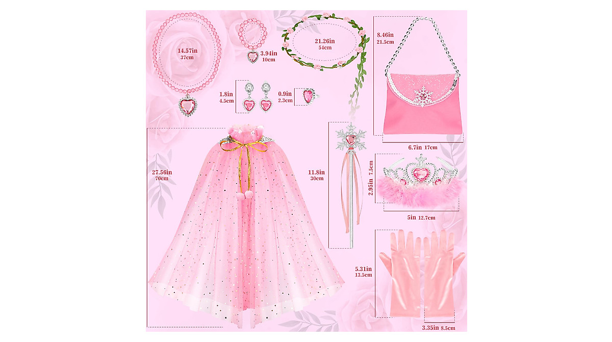 Fedio Princess Cape Set - 12Pcs Dress Up for Girls