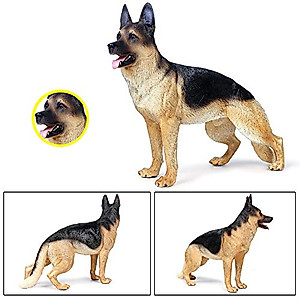 Hiawbon 7.9 x 6.3 x 2.4 Inch German Shepherd Dog Simulation Dog Model for Action Figure Accessories Military Soldiers Mini Animal Figures Adult Gift