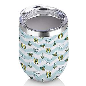 silichee 12 Oz Stainless Steel Stanley Cup with Lid Sketched Bouquet Anchor Beach Flip Sea Summer Ocean Party Marine Insulated Tumblers Vacuum Coffee Mugs for Hot and Cold Drinks,Coffee,Wine