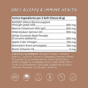 CYMBIOTIKA Dog Allergy and Immunity Supplement, Skin, Coat Health and Immune Support for Pet, Includes Omega Rich Wild Alaskan Salmon Oil, Supplements for Dogs, Salmon & Honey Flavor, 50 Chews