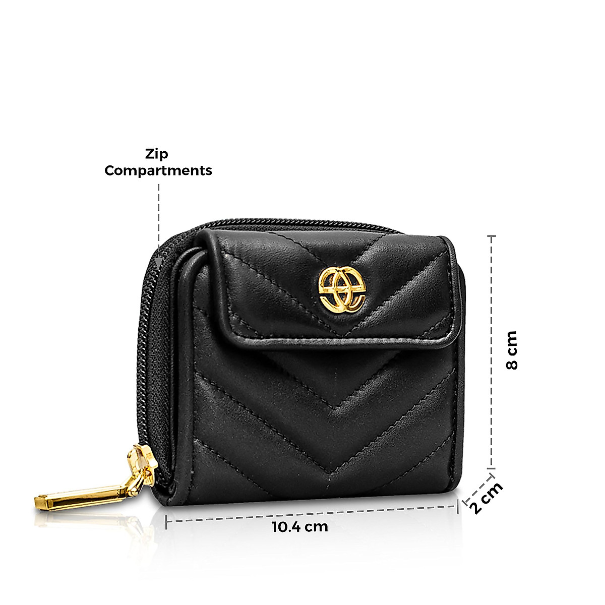 eské Medina - Tri-Fold Mini Wallet - Genuine Quilted Leather - RFID Blocking - Holds Cards, Coins and Bills - Compact Design - Pockets For Everyday Use - Travel Friendly - Water Resistant - For Women