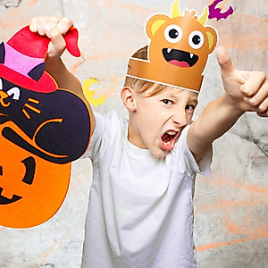 Aoriher 12 Pcs Monster Paper Hats Party Headbands Monster Themed Birthday Party Supplies Baby Shower Favors Monster Dress Costume for Boys Girls Kids Party Supplies Cosplay Props, 6 Styles