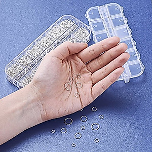 Pandahall 4-10mm Brass Open Jump Rings Connectors Silver Plated Unsoldered Nickel Free for Craft Earring Necklace Bracelet Jewelry Making (50g/Box)