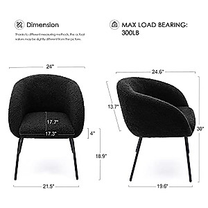 Zesthouse Mid Century Dining Chairs Barrel Chairs Set of 2, Sherpa Accent Chairs for Living Room Bedroom, Upholstered Kitchen & Dining Room Chairs with Metal Legs,Comfy Leisure Sofa Chairs