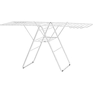 Brabantia HangOn Laundry Drying Rack (82ft / Fresh White) Compact, Foldaway, Adjustable Indoor Stainless Steel Clothes Horse