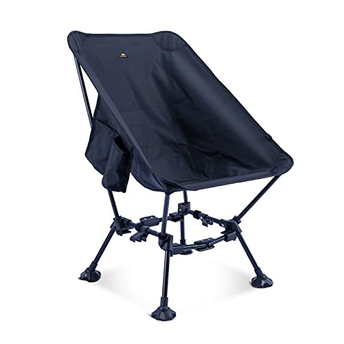 iClimb Two-Heights Light Compact Comfortable Camping Folding Beach Chair with Anti-Sinking Large Feet and Carry Bag (Black)