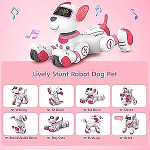 VATOS Remote Control Robot Dog Toy for Kids - Interactive Touch & Follow 17 Functions Robot Dog Pet, Programmable Smart Walking Puppy Intelligent Dancing RC Robot Toys for Girls 3-12 Birthday Gifts