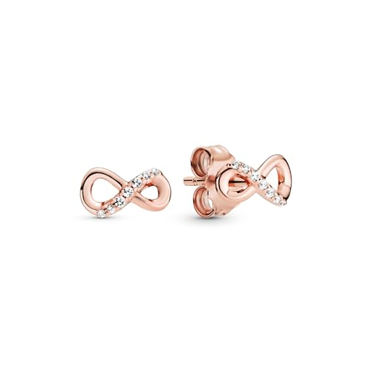 PANDORA Sparkling Infinity Stud Earrings - Great Gift for Her - Stunning Women's Earrings - 14k Rose Gold & Cubic Zirconia, No Gift Box