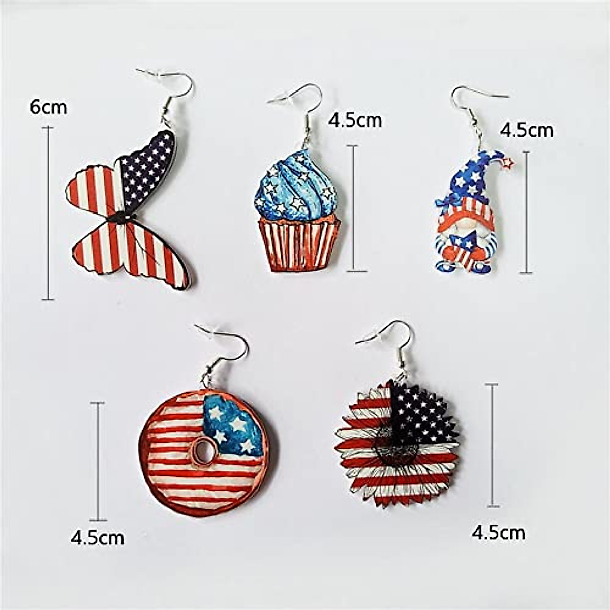 Acrylic Patriotic Earrings American Flag Printed Earring Sunflower Butterfly Gnome Independence Day Drop Dangle Earring for Women Girl 4th of July Jewelry Gift-gnome