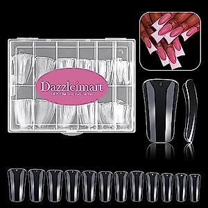 120PCS Clear Square Nail Tips,Short Nail Tips Full Cover Natural Crystal Duck Feet Styel for Wide French False Nail Extension, Acrylic Nails Professional for Y2K-inspired Designs(12 Size Clear)