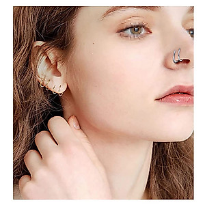 Double Hoop Nose Lip Ring Studs Nostril Cartilage Piercing Single Piercing Double Spiral Nose Rings Earring for Unisex 12PCS