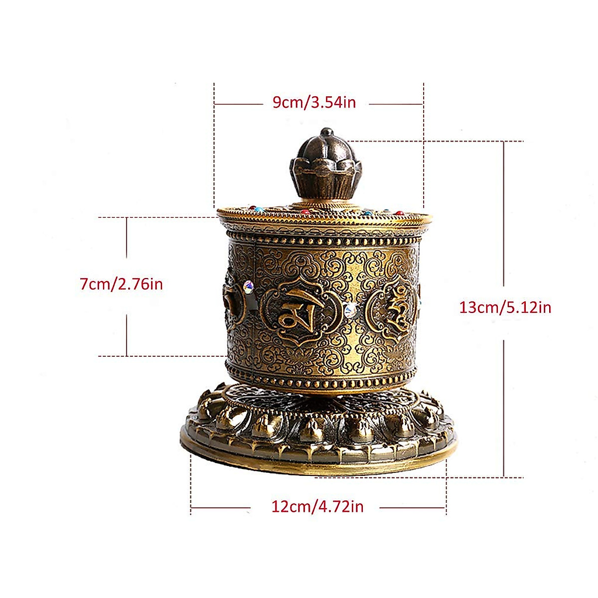 Tibetan Prayer Wheel, Buddhist Prayer Wheel, Table Top Prayer Wheel - Tibetan Buddhist Table Top Prayer Wheel, Tibetan Table Spinning Wheel for Relaxation/Meditation/Yoga
