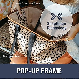 CleverMade 30L SnapBasket LUXE - Reusable Collapsible Durable Grocery Shopping Bag - Heavy Duty Large Structured Tote, Heather Grey