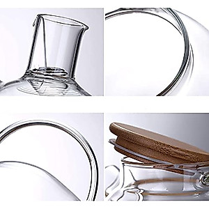 Acoode Glass Water Pitcher with Bamboo Lid Large Capacity Cold Water Tea Pot with Filter for Hot/Cold Water and Iced Tea (1800ML/60Oz)