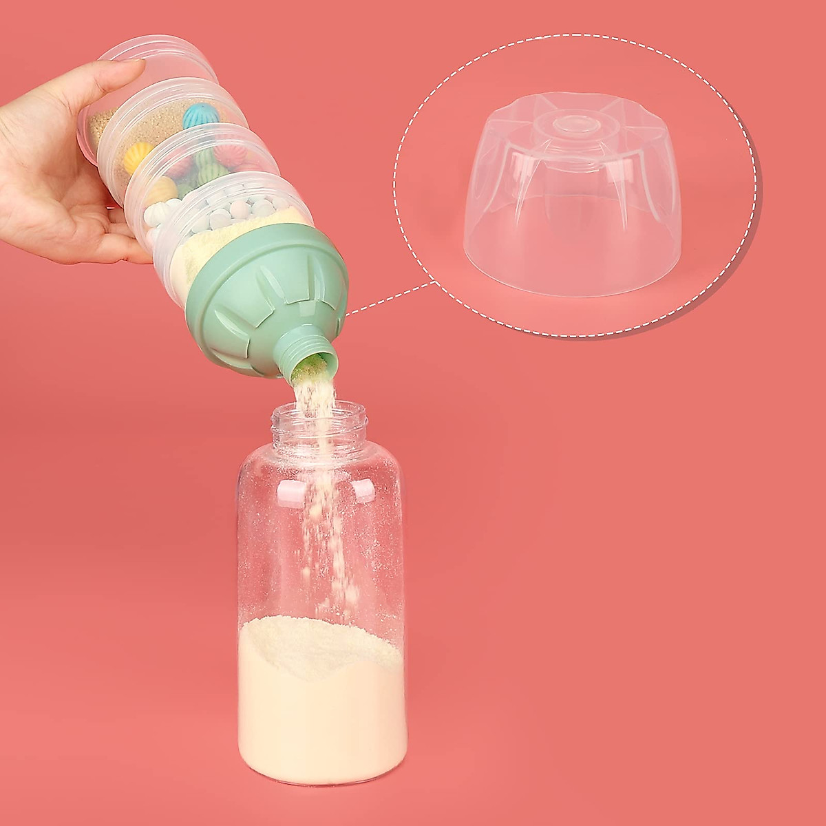 Accmor Baby Milk Powder Formula Dispenser, 4 Layers Stackable Formula Container for Travel, Non-Spill Snacks Formula Storage Container On The Go, BPA Free