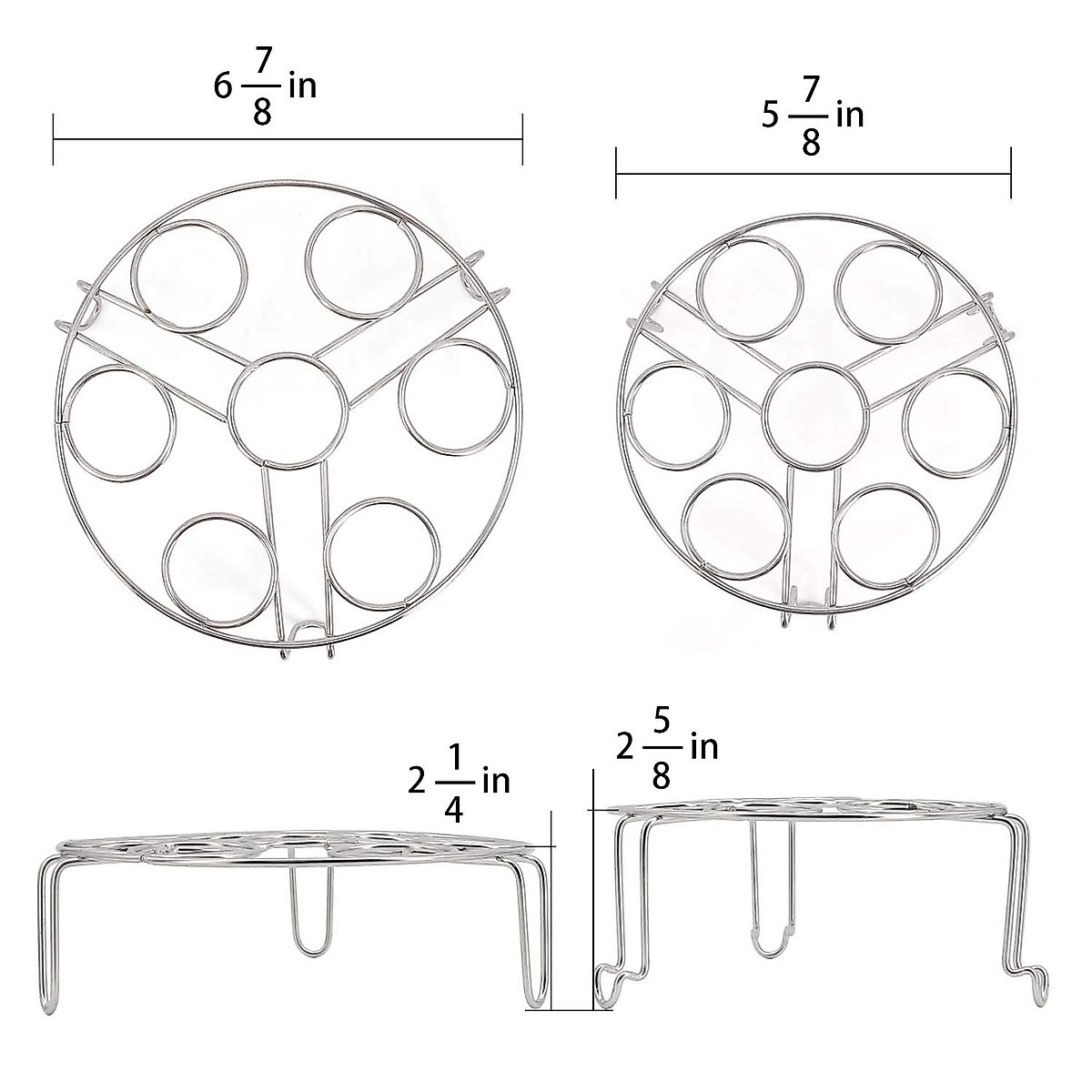TOMOTE Egg Steamer Rack Trivet for Instant Pot Accessories 5 Qt, 6 Qt, 8 Qt Pressure Cooker - 2 Pack Stackable 304 Stainless steel Multipurpose Cooling Rack (2 Pack)