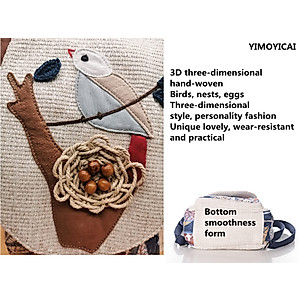 YIMOYICAI Backpack Purse for Women Girl's Convertible Sling Bag Boho Hippie Embroidered Woven Canvas with Woven Cotton Perfect Small Sling Bag Bird's Nest