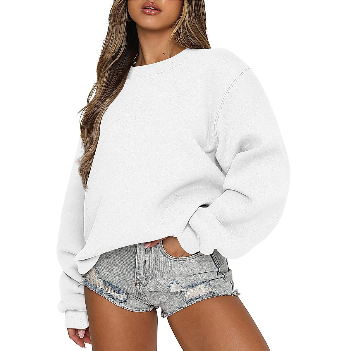 jovati Womens Sweatshirts Oversized Crew Neck Pullover Cute Casual Hoodies y2k 2024 Fall Outfits Fashion Clothes prime sales clean girl aesthetic clothes over sized sweatshirt for women