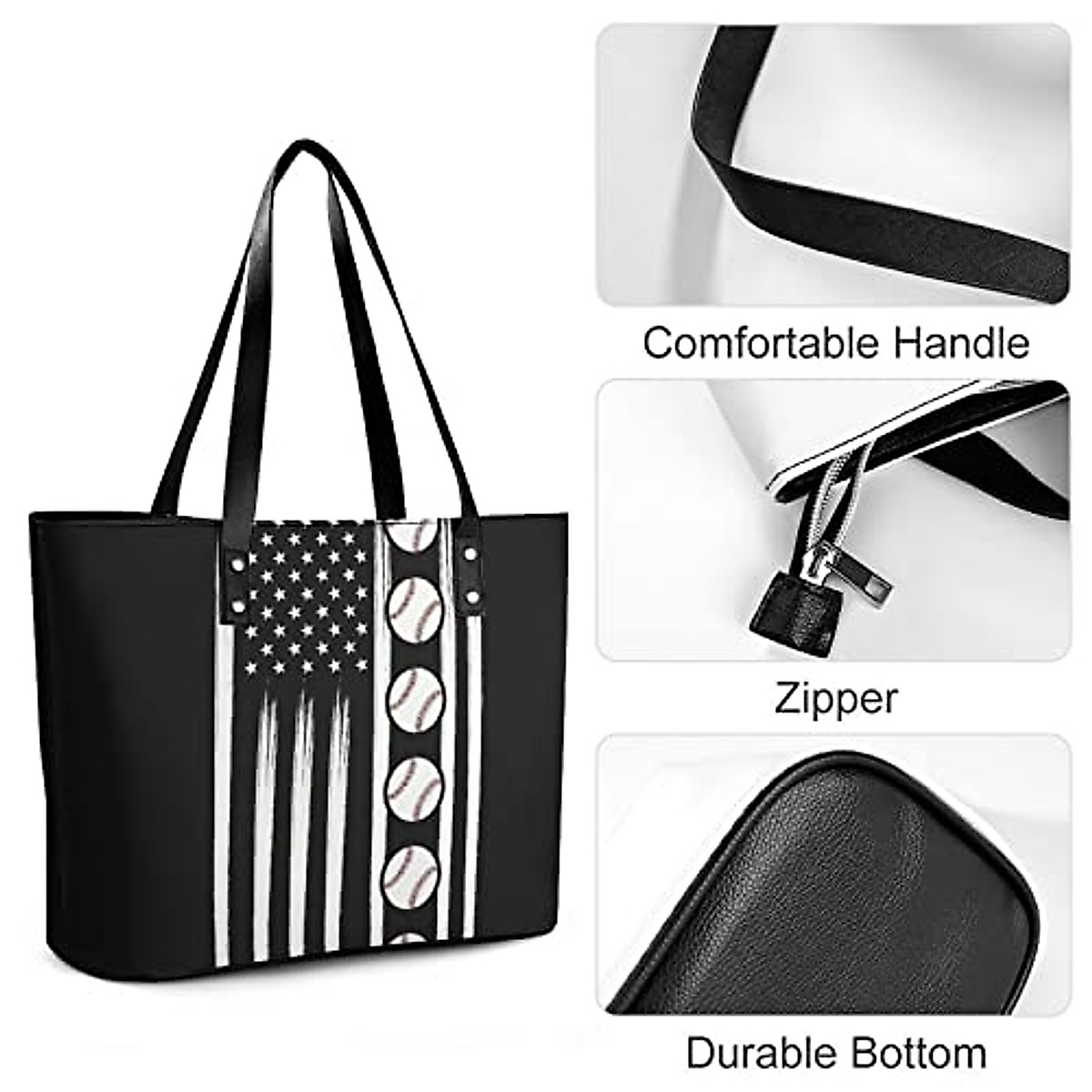Womens Handbag Baseball Leather Tote Bag Top Handle Satchel Bags For Lady