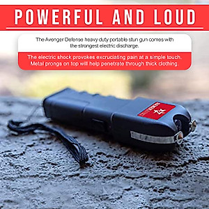 Avenger Defense Stun Gun for Self Defense with LED Flashlight & Self Defense Tactical Heavy Duty Flashlight Self Defense Gun Protection Device (AD-SG)- (Charcoal Black)