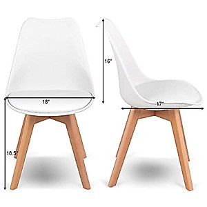 Casart 4 PCS Mid Century Dining Chairs Modern Home Dining Room Kitchen Waiting Room DSW Armless Side Chair w/Padded Seat Wood Legs White