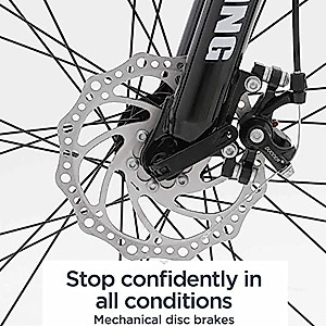 26 inch Mountain Bike, 21-Speed Mountain Bicycles, Comfort MTB with Front Suspension and Disc Brakes, Mens and Womens Commuting City Road Bike (Black Red)