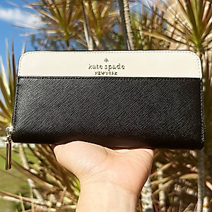 Kate Spade Staci Large Zip Around Continental Wallet Black White