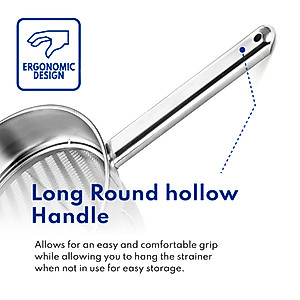 New Star Foodservice 537423 Stainless Steel Reinforced Bouillon Strainer, 8-Inch