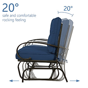 PATIO TREE 2-Seat Outdoor Swing Glider Bench, Rocking Patio Glider Loveseat Chair with Cushions, Navy