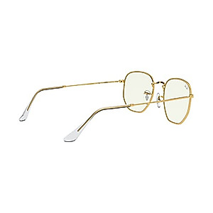 Ray-Ban RB3548 Hexagonal Glasses, Legend Gold/Clear Blue Light Filtering, 51 mm