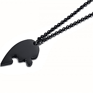 JOYA GIFT 2 Pieces Gold Stainless Steel Heart-shaped Necklace Puzzle set Black Couple Necklace His and Her Pendant Necklaces Matching for Boyfriend Girlfriend Best Friends Jewelry Gift