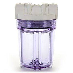Hydronix HF3-5CLWH12, 5" Clear Housing with White Rib Cap For RO & Filtration Systems, 1/2" Ports