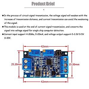 Ximimark 2Pcs Current to Voltage Converter Module 0/4-20mA to 0-3.3V 0-5V 0-10V Voltage Transmitter Signal Conversion Conditioning Board