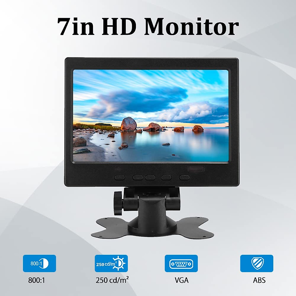 Wendry 7 Inch Monitor,1080P HDMI Computer Monitor,16:9 LED Backlight Display for,Portable VGA AV HDMI Computer Screen with Stand for Car Display, CCTV, LCD Full HD Monitor